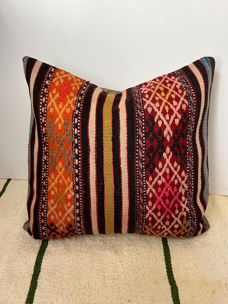Big Size Vintage Turkish Kilim Cushion Cover / Soft Pastel Colour/ Sofa ...