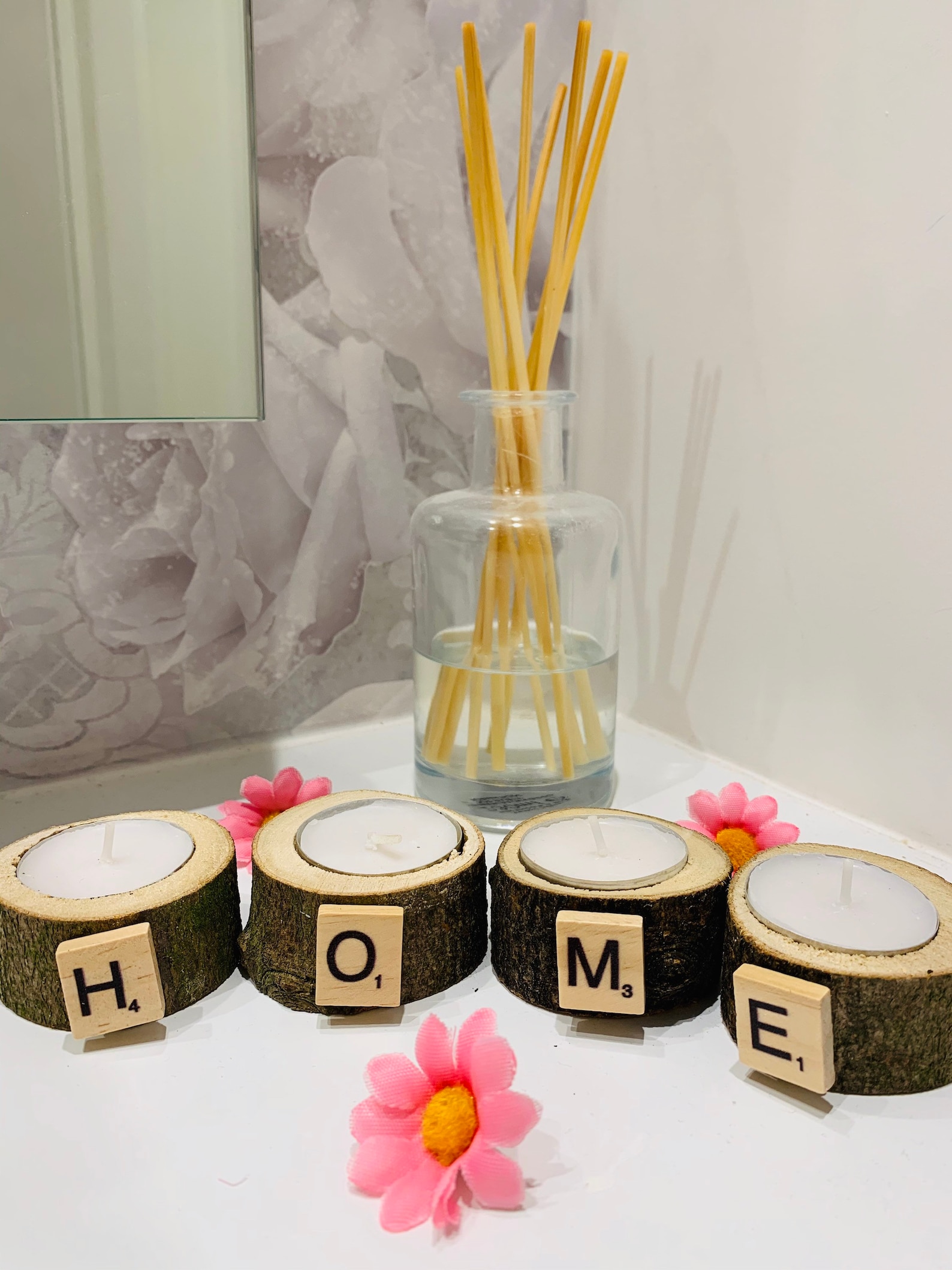 Log Slice Word Candle Holders With Tea Light - Etsy