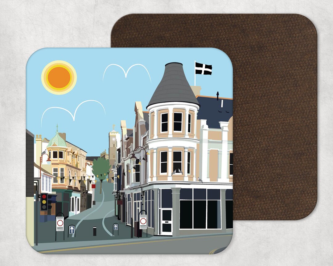 Illustrated Art, Artwork, Coaster, Coastal Print, Redruth, Cornwall ...