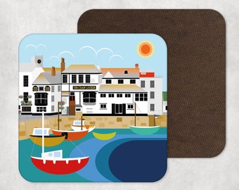 Illustrated Art, Artwork, Coaster, Coastal Print, Redruth, Cornwall ...