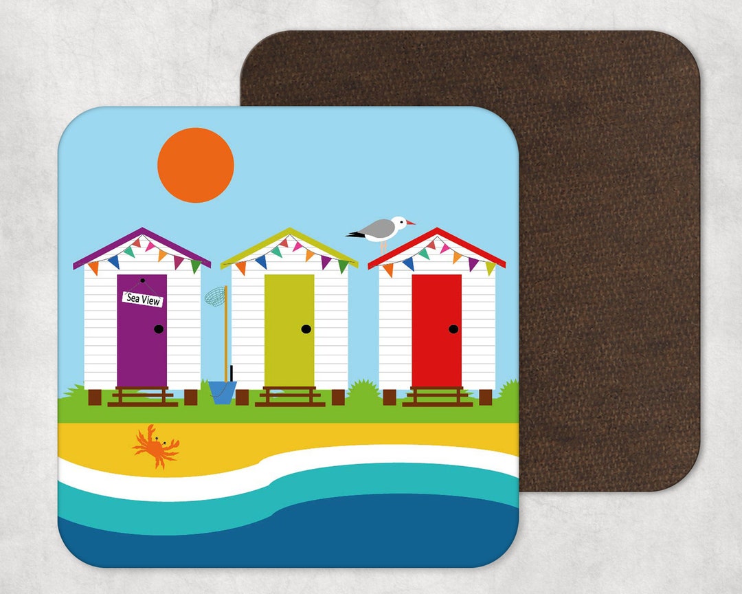 Illustrated Art, Artwork, Coaster, Coastal Print, Beside the Sea, Beach ...