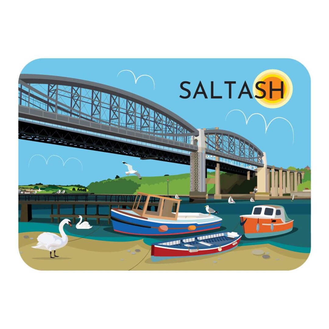 Saltash, Cornwall, Magnet or Keyring: Cornish Coastal Art - Etsy UK