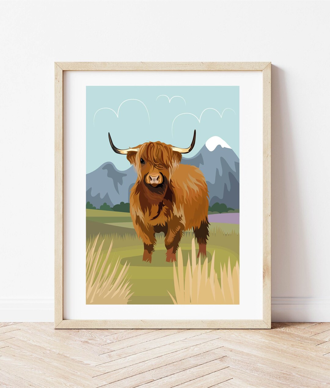 Highland Cow Art Print: Scottish Heilan Coo Illustration - Etsy