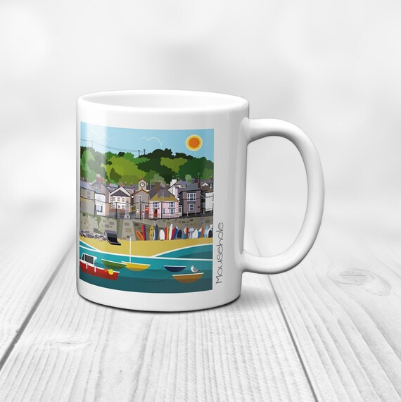 Coastal Art Mousehole Harbour Cornwall Cornish Gifts Mug | Etsy UK