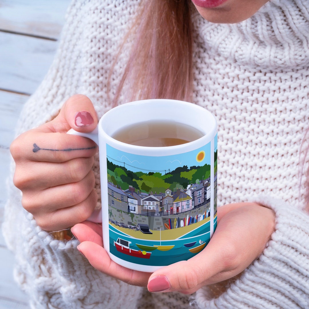 Coastal Art, Mousehole, Harbour, Cornwall, Cornish Gifts, Mug, Coaster ...