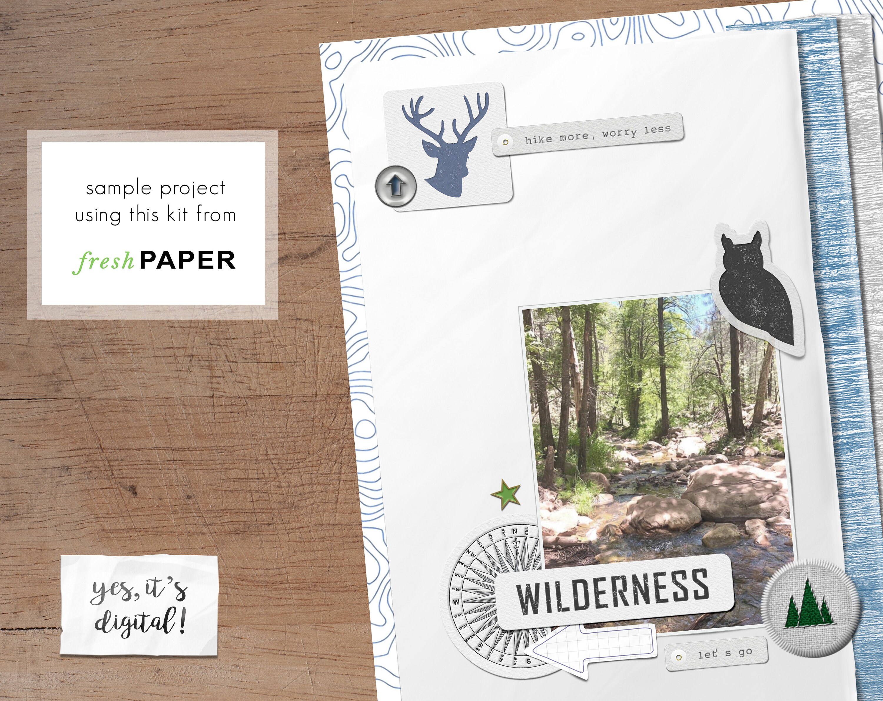 Nature Digital Scrapbooking Kit, Nature Clipart, Nature Digital Paper ...
