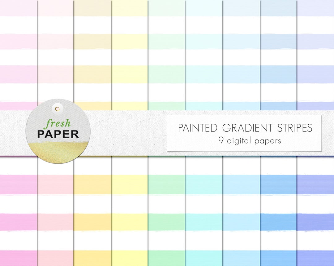 Painted Gradient Stripes Digital Paper, Rainbow Digital Paper, Striped ...