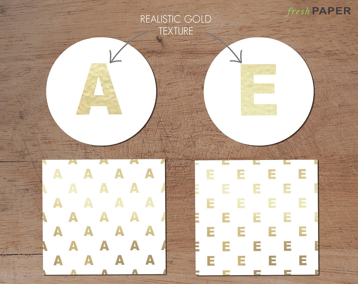Initial Digital Paper, Gold Initial Paper, Gold Letters Digital Paper ...