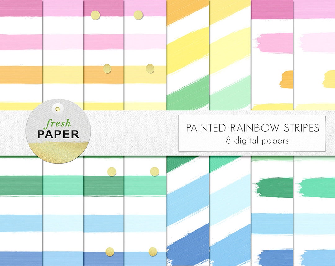 Rainbow Striped Digital Paper, Rainbow Digital Paper, Rainbow Digital ...