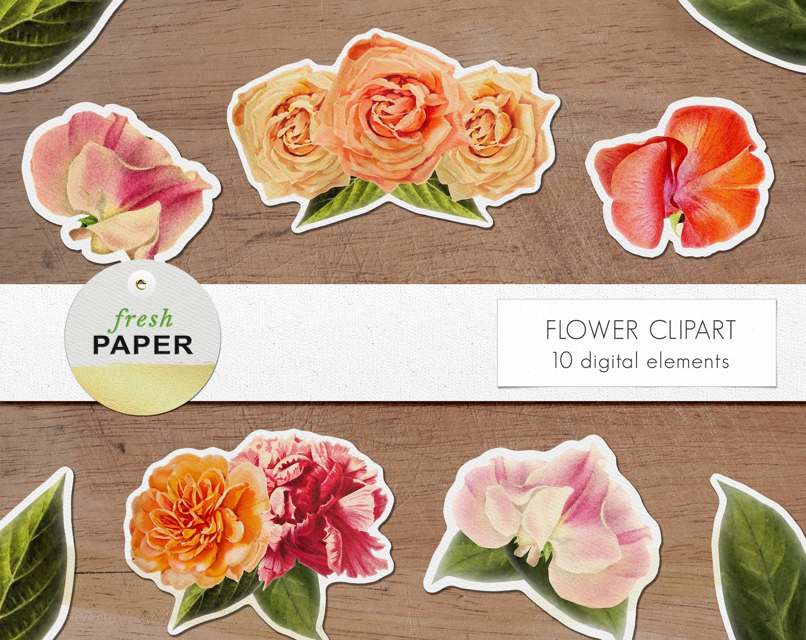 Flower Clipart, Flower Digital Stickers, Floral Clipart, Digital ...