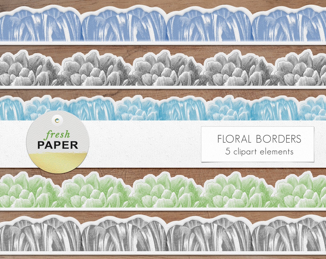 Scrapbook Borders, Flower Border, Digital Borders, Floral Clipart ...