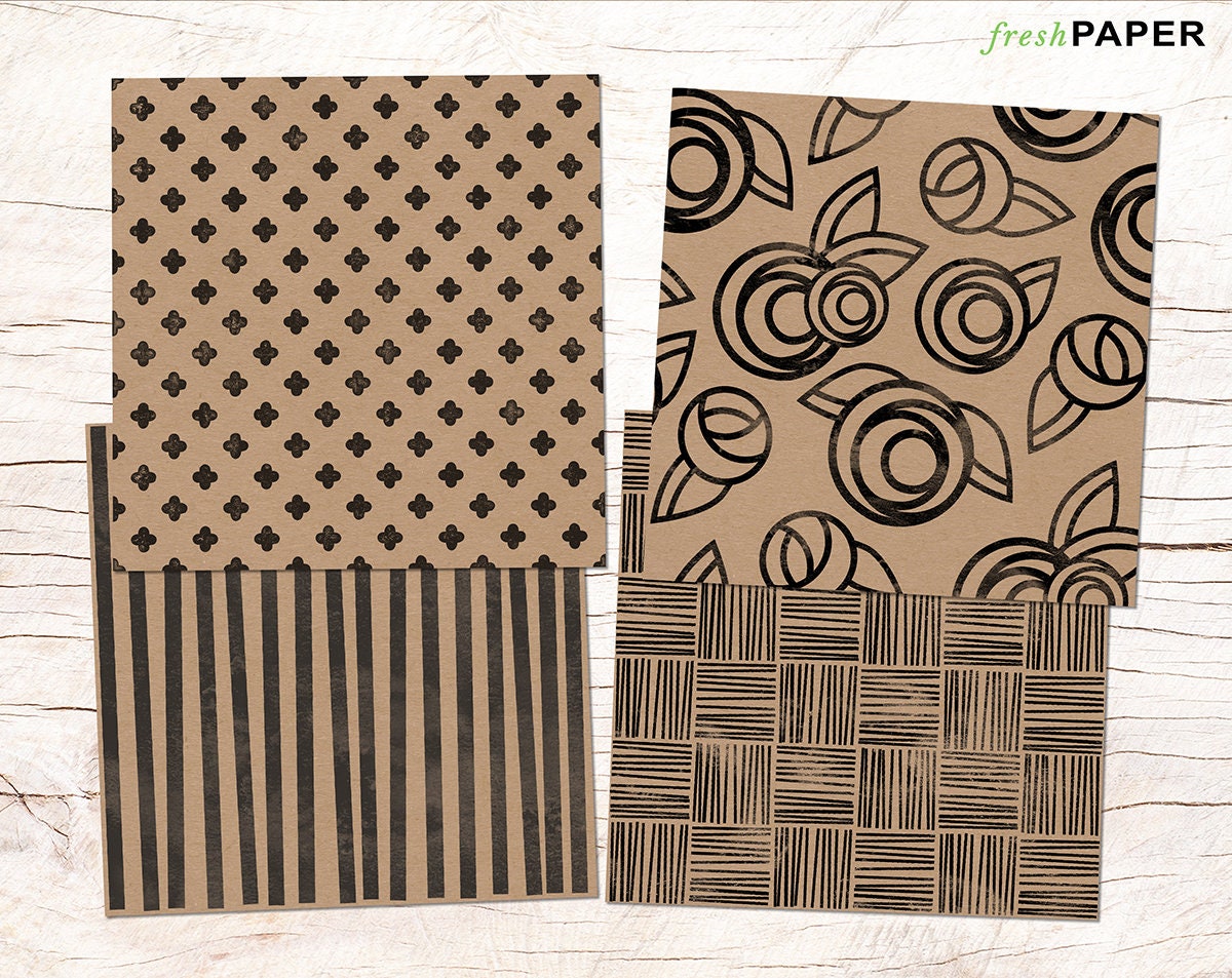 Black Stamped Digital Kraft Paper, Digital Kraft Paper, Digital Paper ...