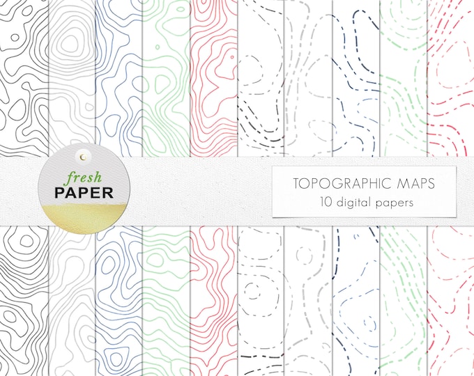 Topographic Map Digital Paper Topo Digital Paper Map Digital | Etsy