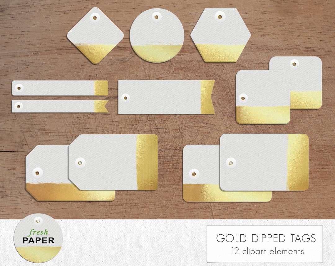 Clipart Tags, Digital Tags, Gold Clipart, Digital Scrapbook Tags ...