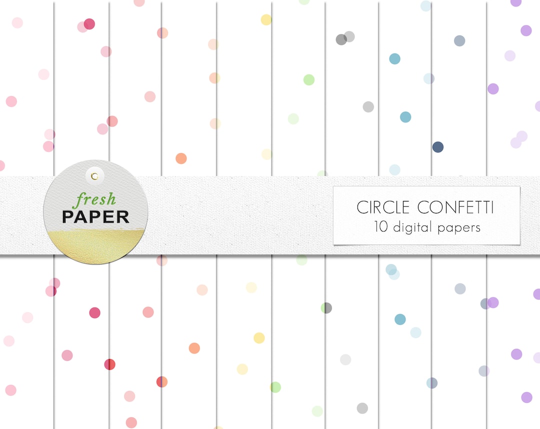 Confetti Digital Paper, Rainbow Confetti Digital Paper, Polka Dot ...