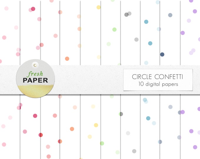 Confetti Digital Paper, Rainbow Confetti Digital Paper, Polka Dot ...