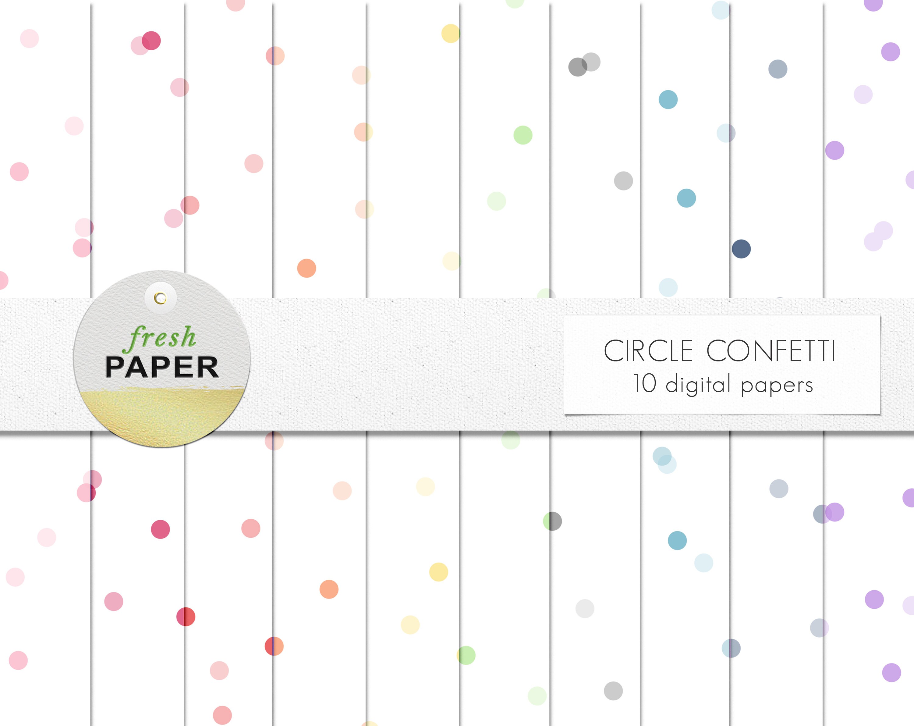 Confetti Digital Paper, Rainbow Confetti Digital Paper, Polka Dot ...