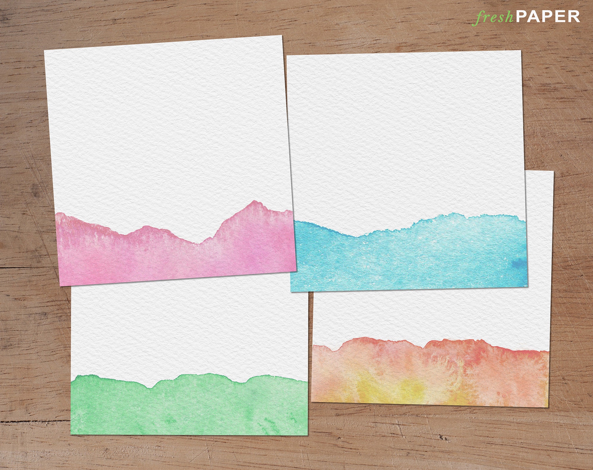 Watercolor Digital Paper, Watercolor Edge Paper, Wet Edge Clipart ...