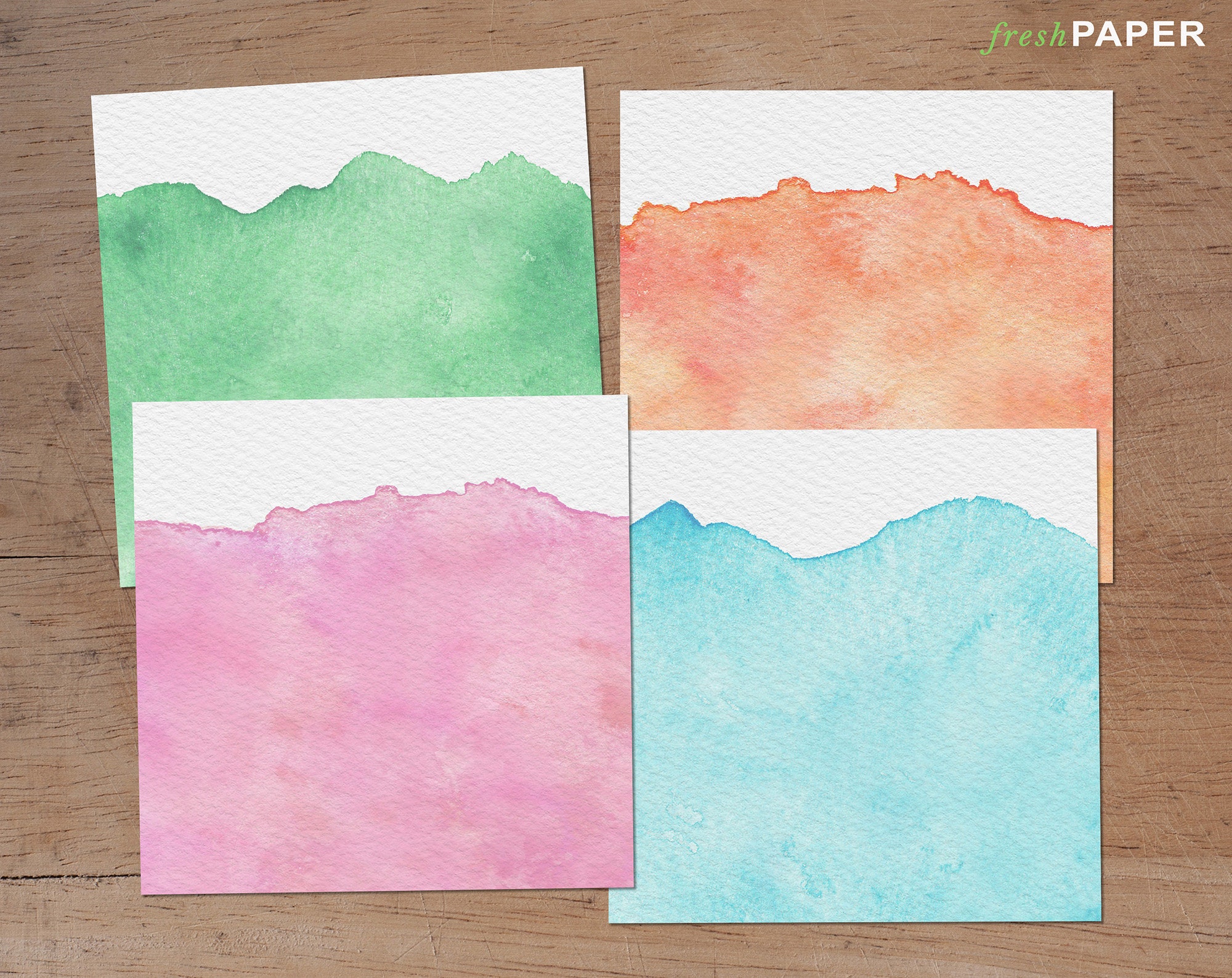 Watercolor Digital Paper, Watercolor Edge Paper, Wet Edge Clipart ...