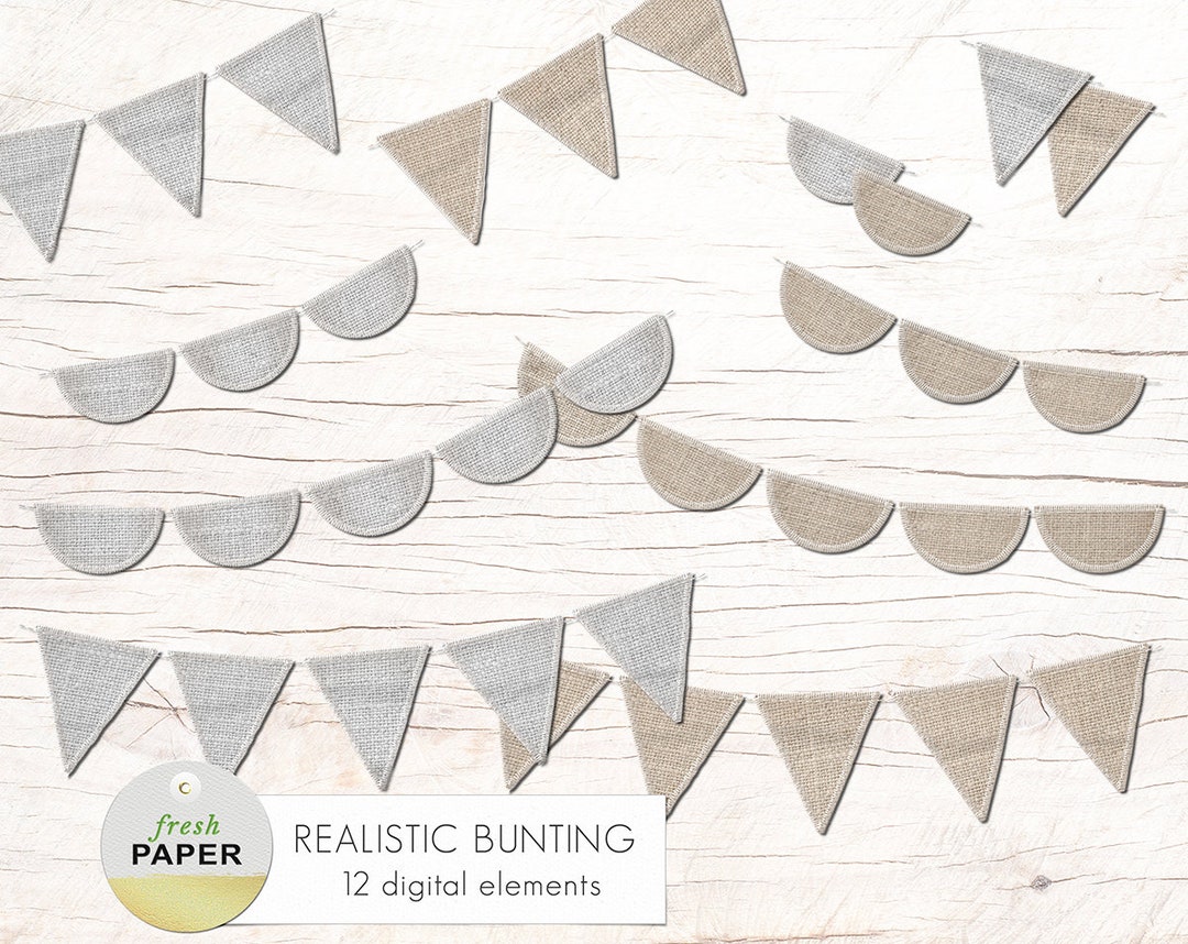 Digital Bunting, Bunting Clipart, Clipart Bunting, Burlap Bunting ...