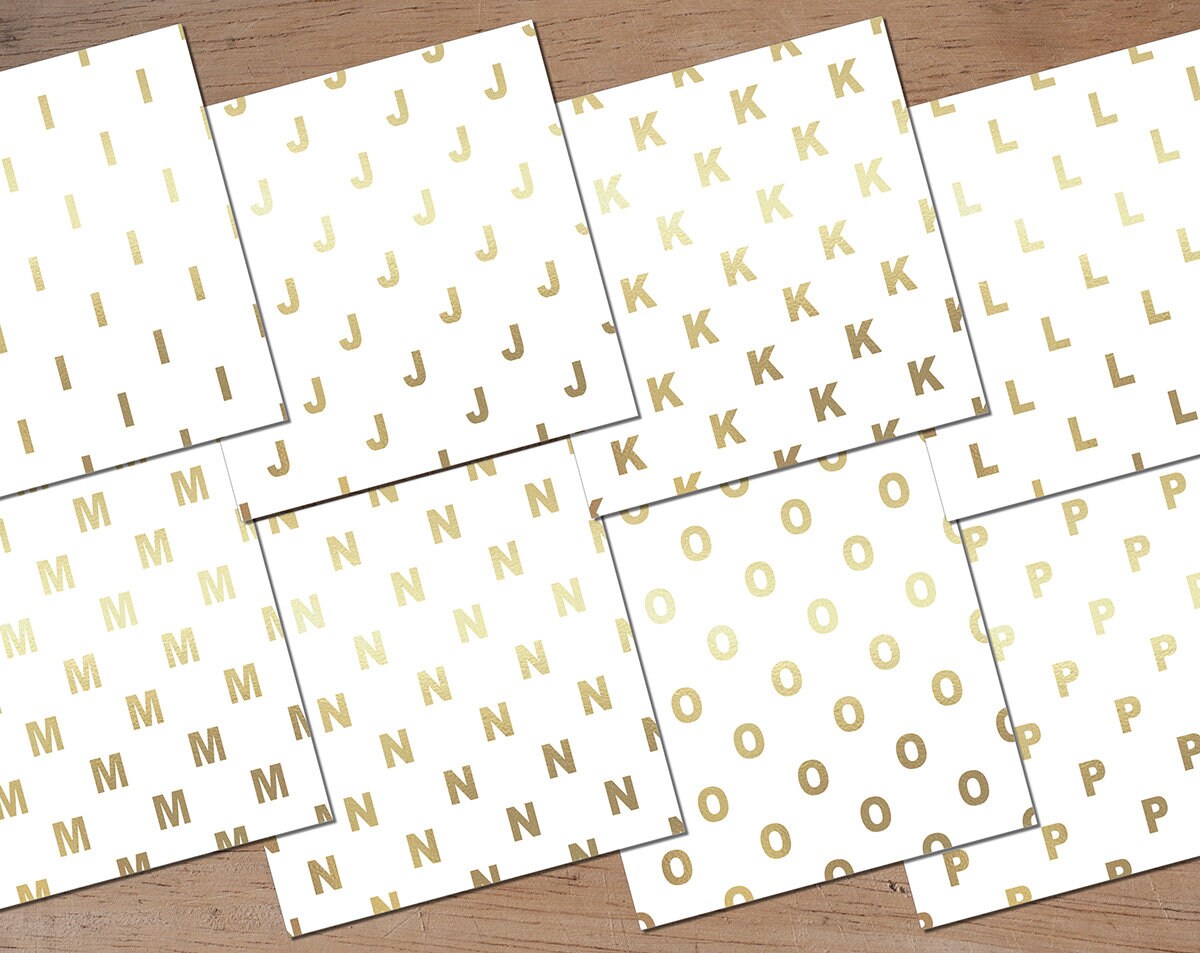 Initial Digital Paper, Gold Initial Paper, Gold Letters Digital Paper ...