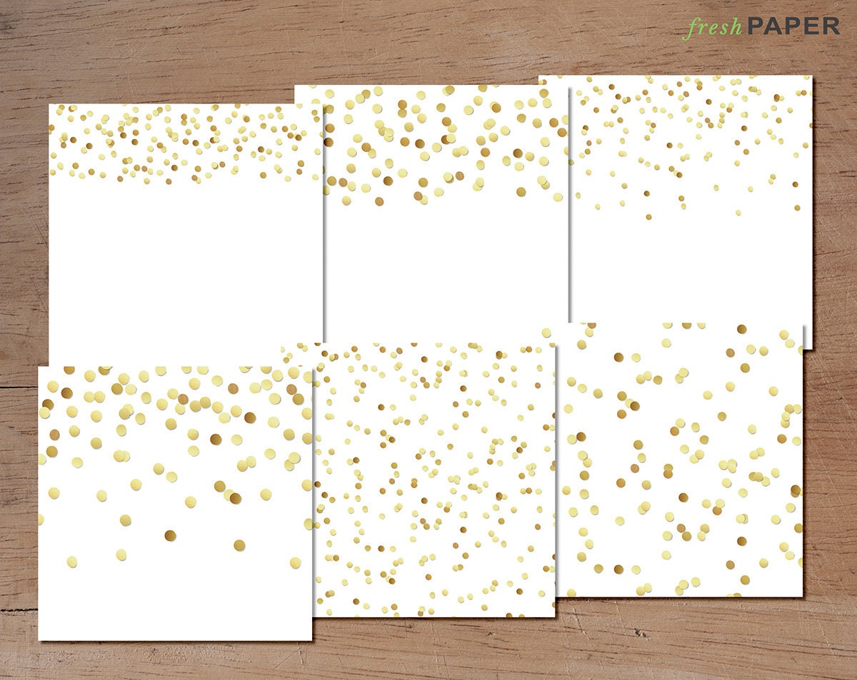 Gold Confetti Digital Paper, Gold Confetti Dot Digital Paper, Gold Foil ...