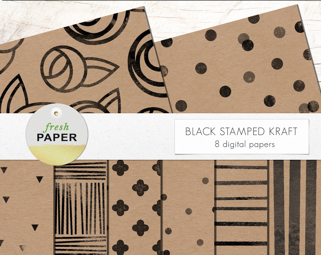Black Stamped Digital Kraft Paper, Digital Kraft Paper, Digital Paper ...