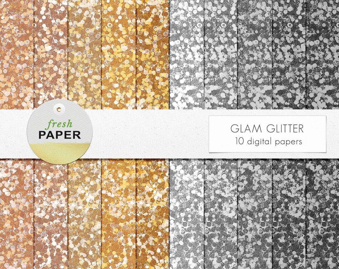 Metallic Glitter Digital Paper, Gold Glitter Digital Paper, Silver ...