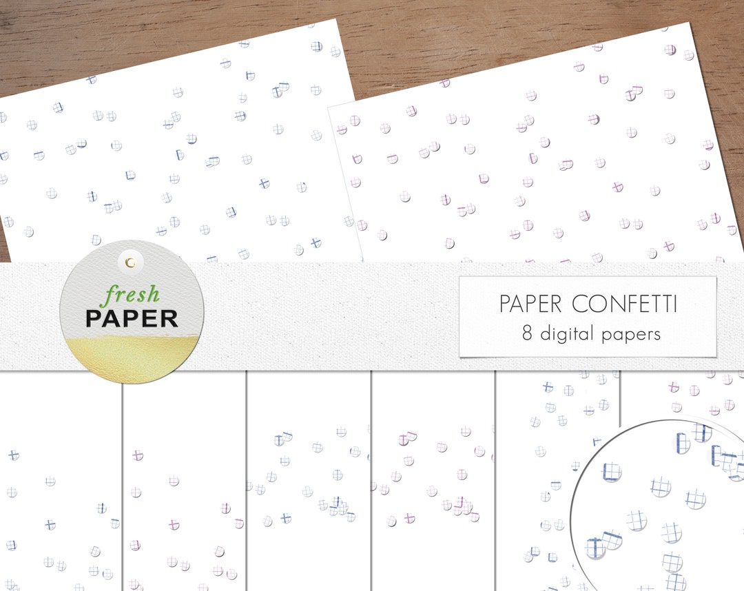 White Confetti Digital Paper, Paper Punches, Blue Confetti Digital ...