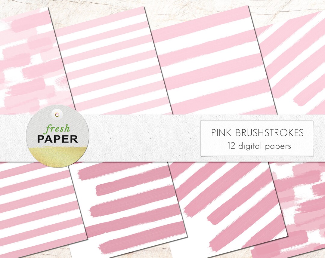 Pink Brush Stroke Digital Paper, Brush Stroke Digital Paper, Pink ...