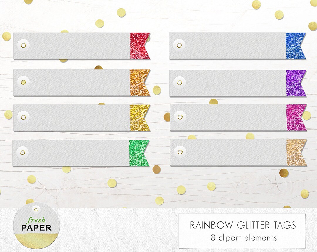 Glitter Tags Clipart, Glitter Labels, Birthday Clipart, Birthday Tags ...
