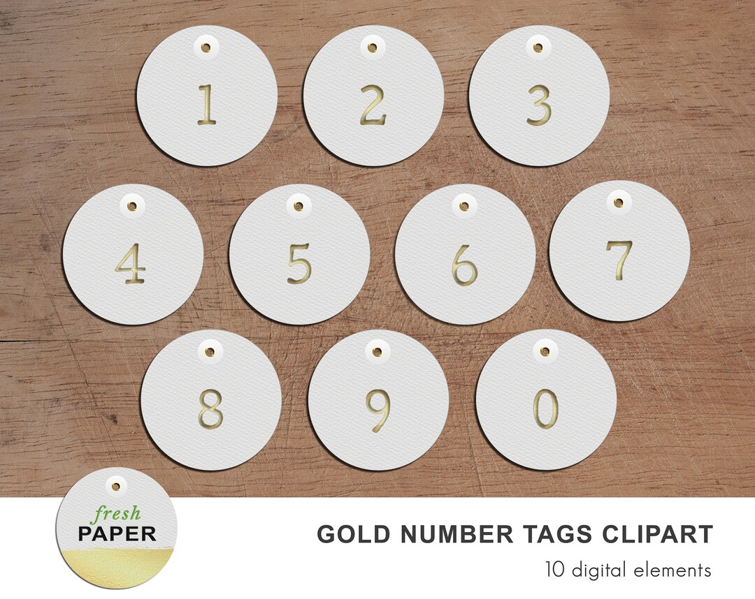 Clipart Tags, Digital Stickers, Gold Tags, Number Clipart, Scrapbooking ...