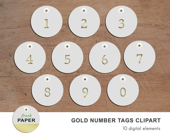 Gold Number Tags Clipart Number Clipart Scrapbooking Tags - Etsy India