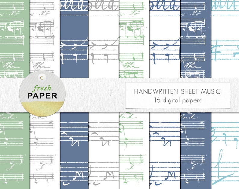 Sheet Music Digital Paper, Music Digital Paper, Music Notes Digital ...