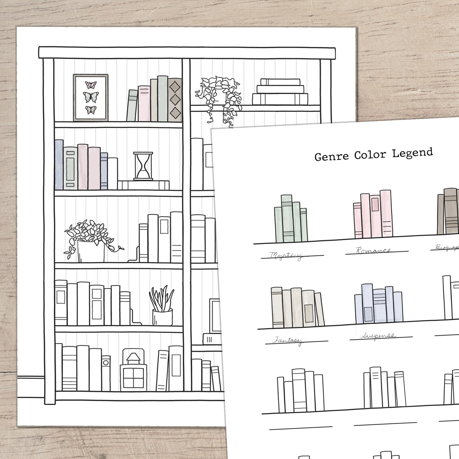 Bookshelf Reading Tracker Printable, 50 Book Tracker, Bookshelf Reading ...