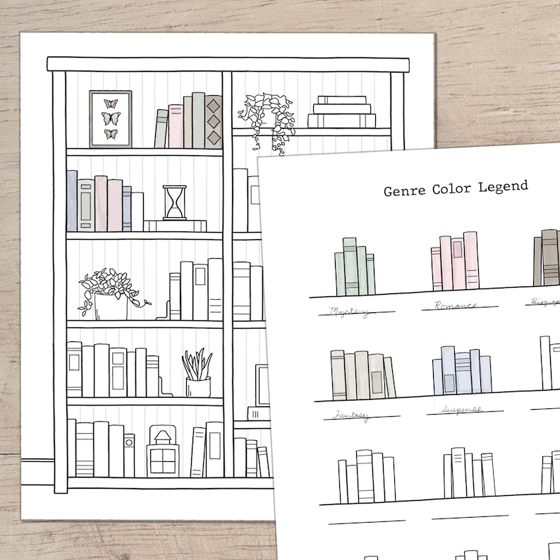 Bookshelf Reading Tracker Printable, 50 Book Tracker, Bookshelf Reading ...