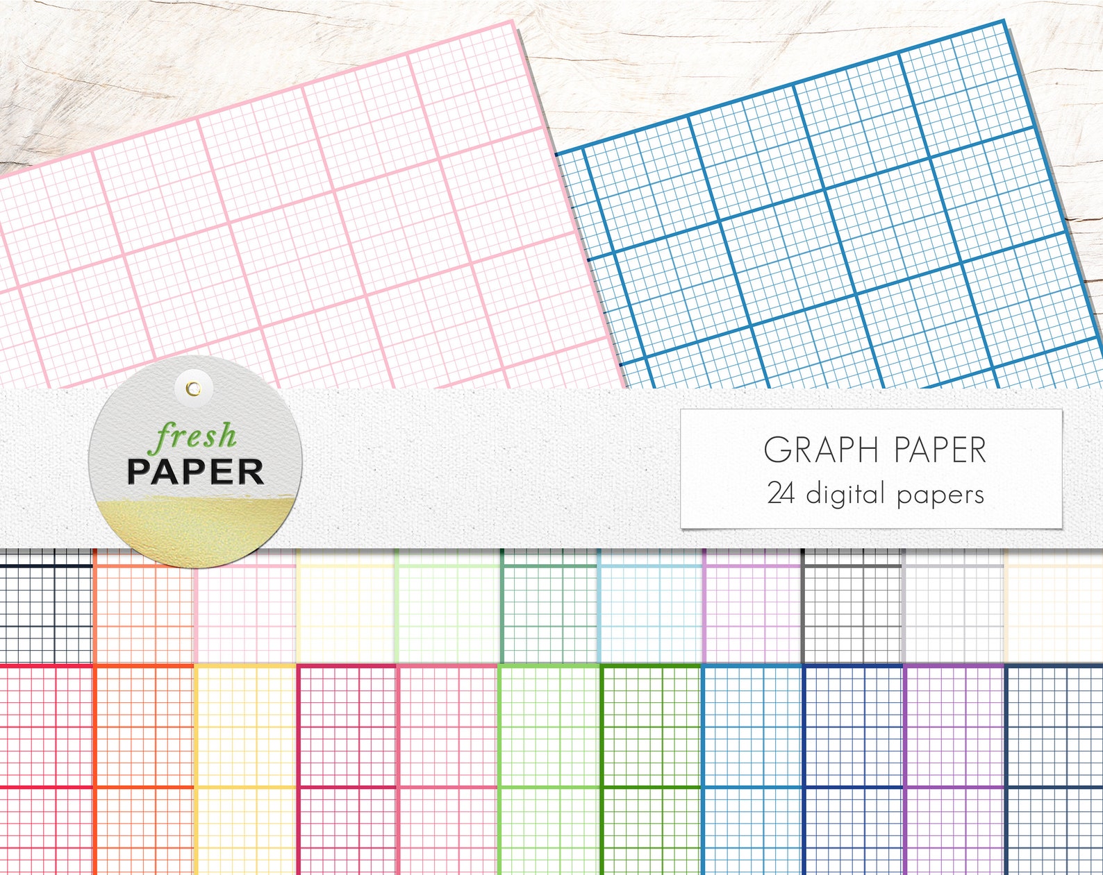 Digital Graph Paper, Grid Digital Paper, Rainbow Graph Paper, Scrapbook ...