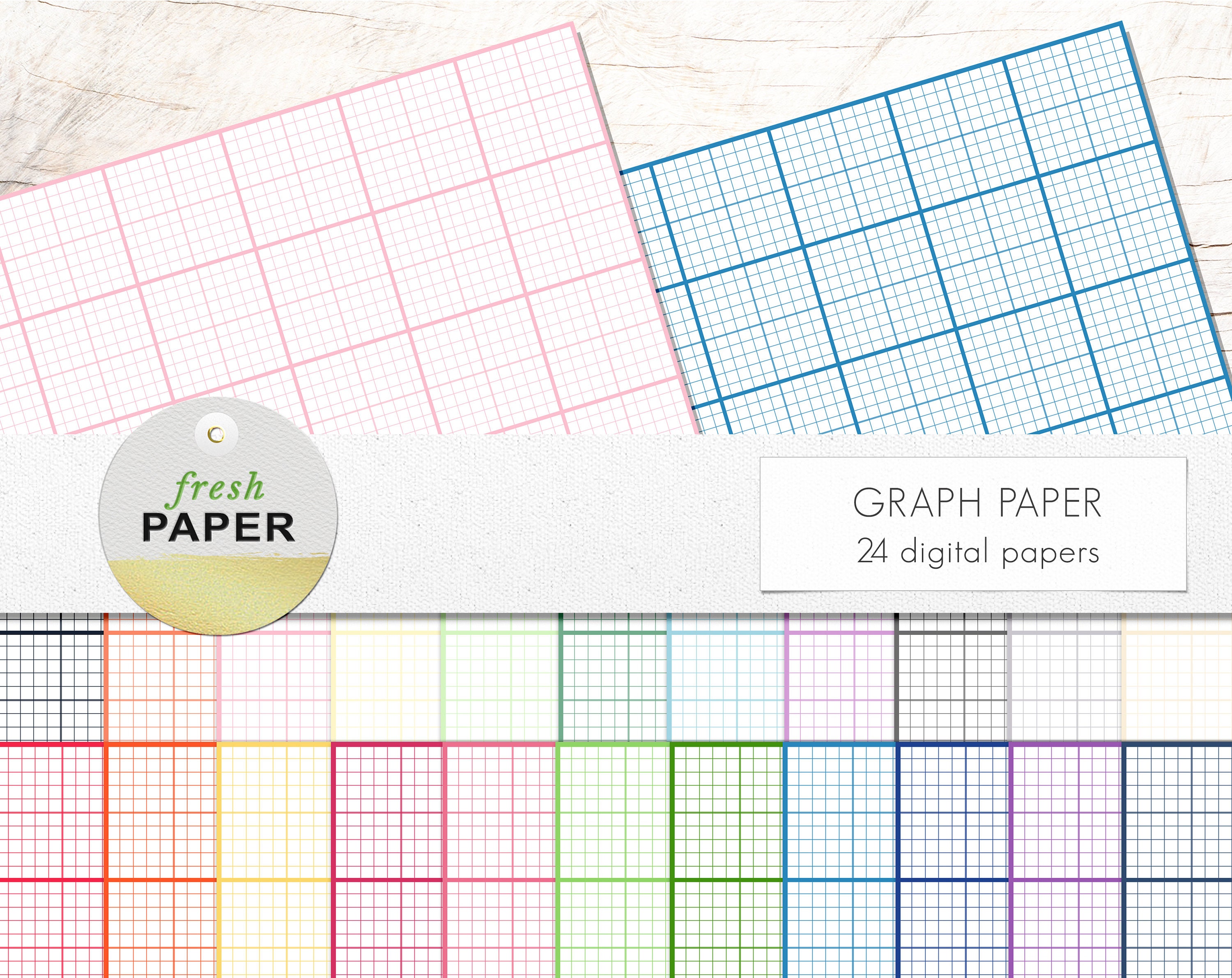 Digital Graph Paper, Grid Digital Paper, Rainbow Graph Paper, Scrapbook ...