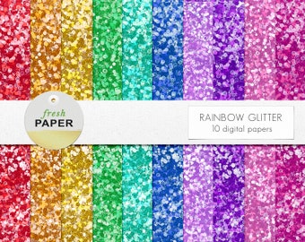 Glitter Rainbow Digital Paper Collection - Etsy