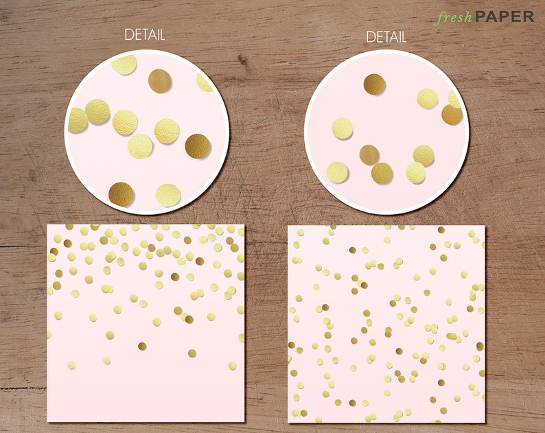 Pink and Gold Confetti Digital Paper, Glam Digital Paper, Gold Dot ...