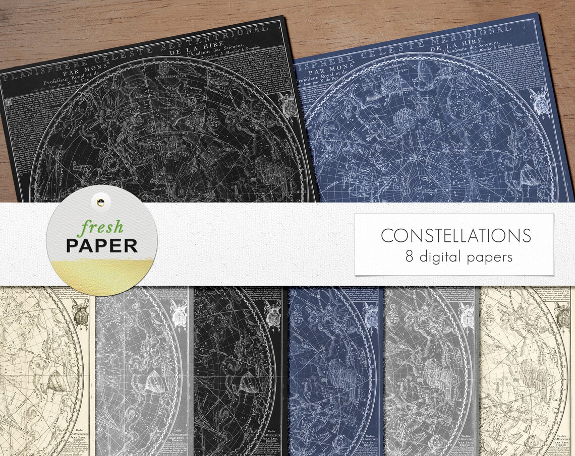 Constellation Digital Paper, Star Digital Paper, Night Sky Digital ...