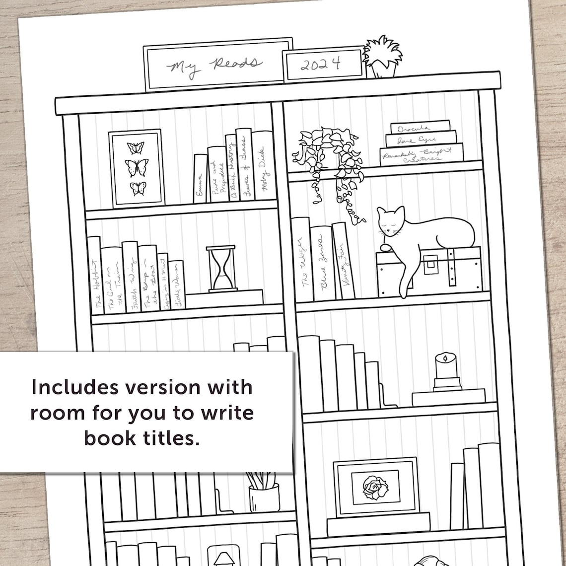 Bookshelf Reading Tracker Printable, 50 Book Tracker, Bookshelf Reading ...