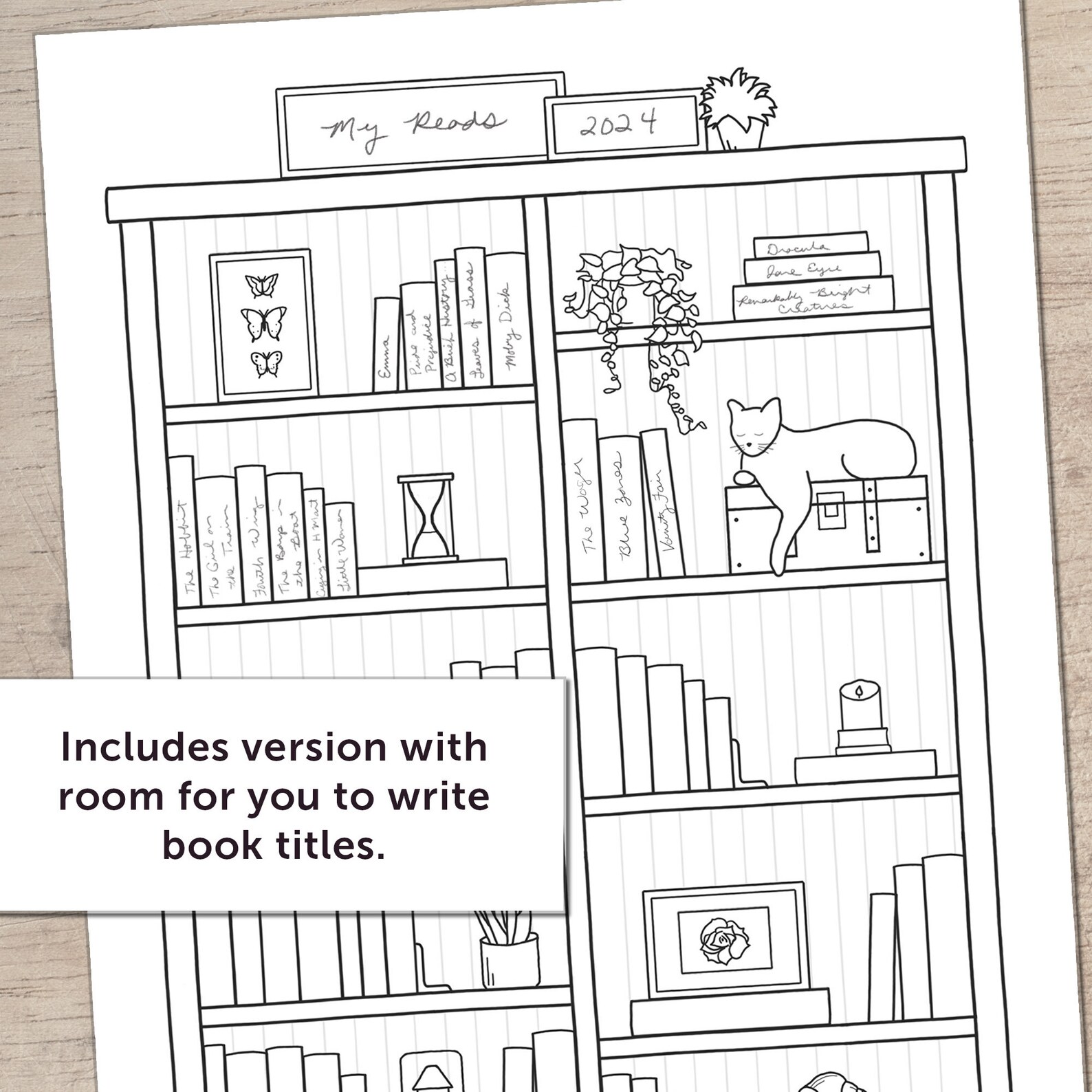 Bookshelf Reading Tracker Printable, 50 Book Tracker, Bookshelf Reading ...