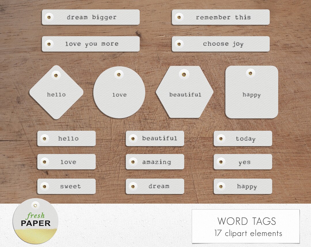 Word Clipart, Tags Clipart, Digital Tags, Digital Stickers, Digital ...