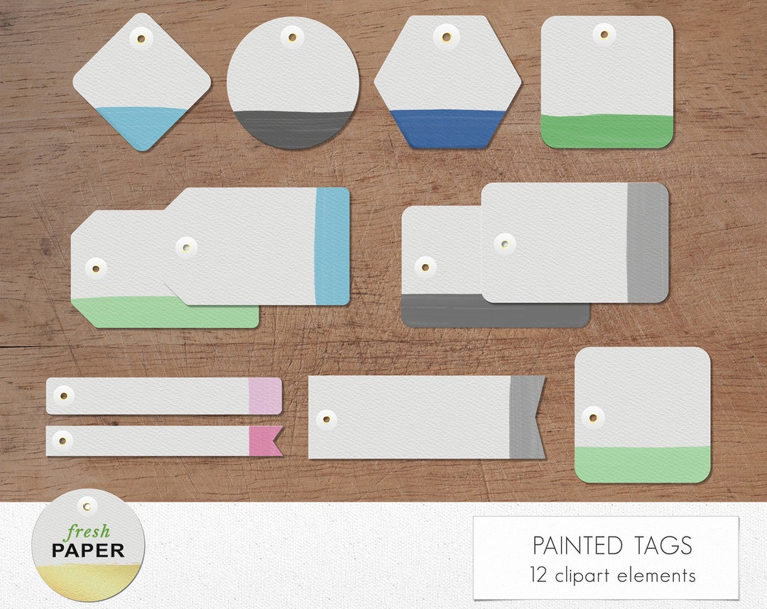 Digital Painted Tags, Digital Tags, Digital Scrapbook Tags, Clipart ...