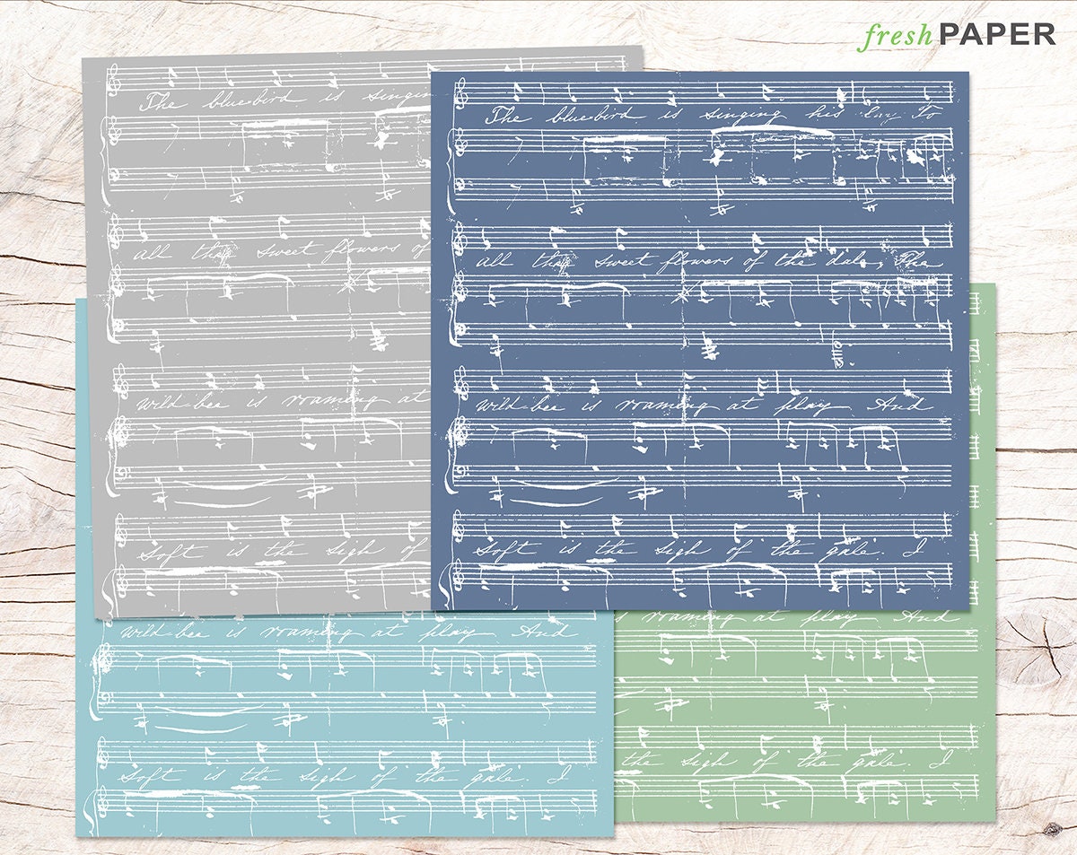 Sheet Music Digital Paper, Music Digital Paper, Music Notes Digital ...