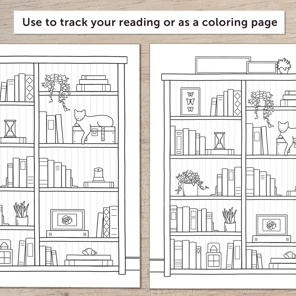Bookshelf Reading Tracker Printable, 50 Book Tracker, Bookshelf Reading ...
