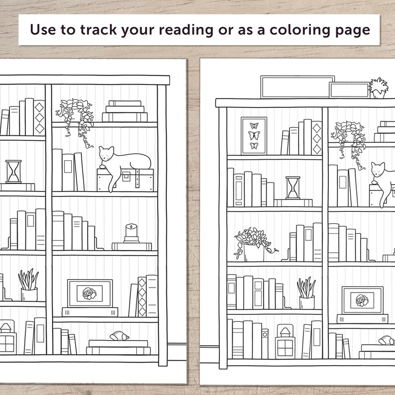 Bookshelf Reading Tracker Printable, 50 Book Tracker, Bookshelf Reading ...