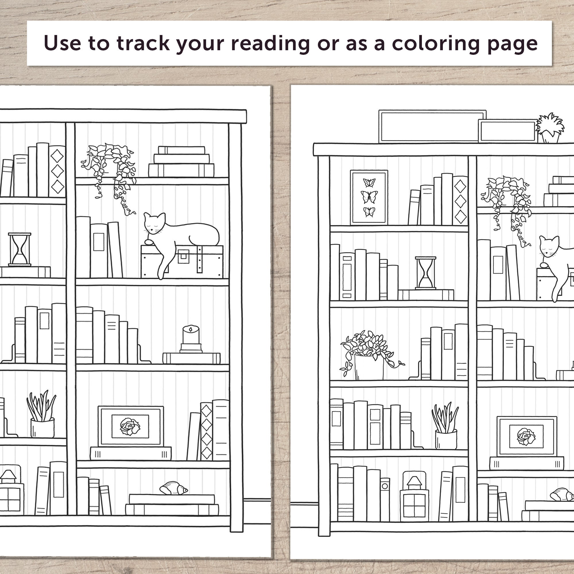 Bookshelf Reading Tracker Printable, 50 Book Tracker, Bookshelf Reading ...