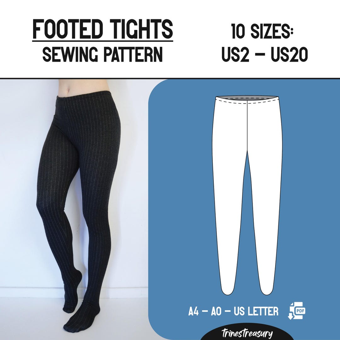 Footed Tights Sewing Pattern + Guide - Sizes US2 - US20 - A4, A0 and US Letter - Instant Digital ...